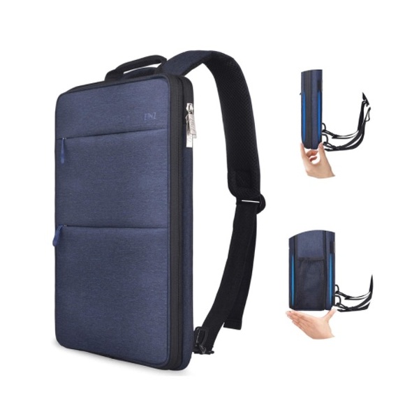 Bags | Slim Expandable Laptop Backpack With Usb Port Blue | Poshmark